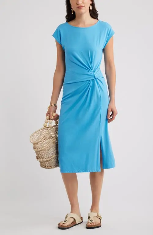 Caslon Twist Cotton Blend Knit Midi Dress - Blue Maya