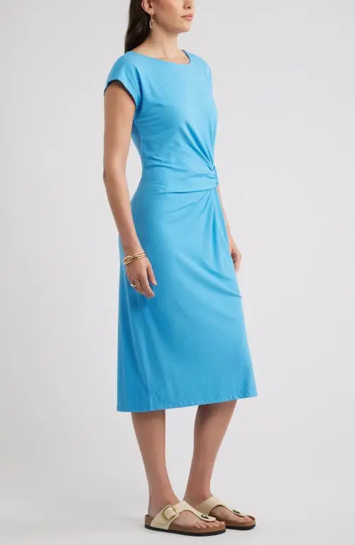 Caslon Twist Cotton Blend Knit Midi Dress - Blue Maya
