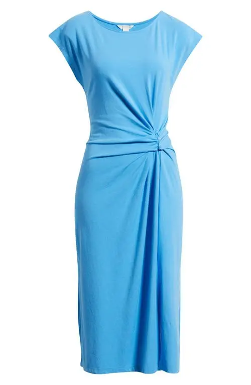 Caslon Twist Cotton Blend Knit Midi Dress - Blue Maya