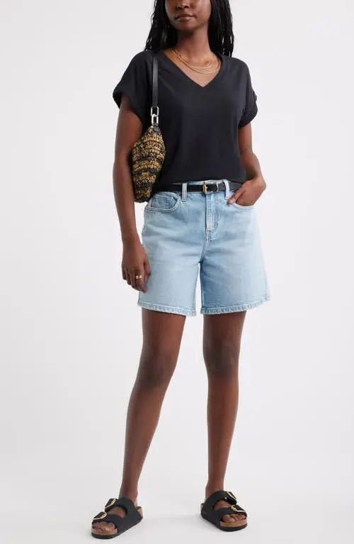 Caslon Roll Cuff V-neck T-shirt - Black