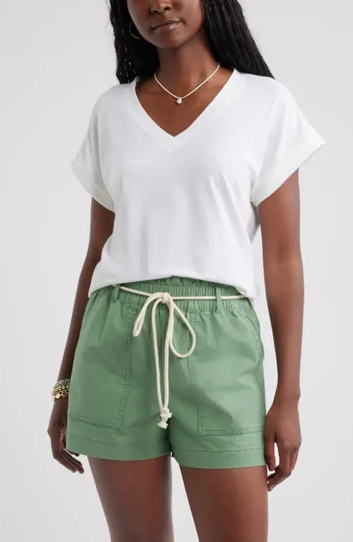 Caslon Roll Cuff V-neck T-shirt - White