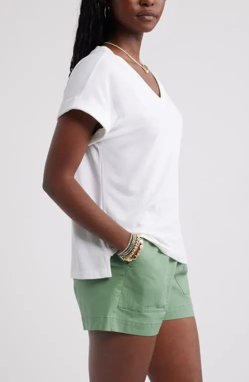 Caslon Roll Cuff V-neck T-shirt - White