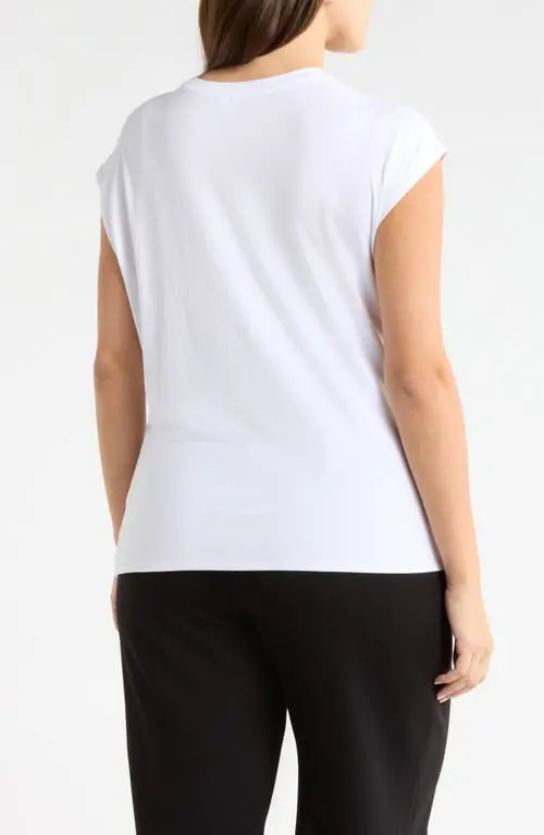 Nordstrom Cap Sleeve Drape Front Top - White
