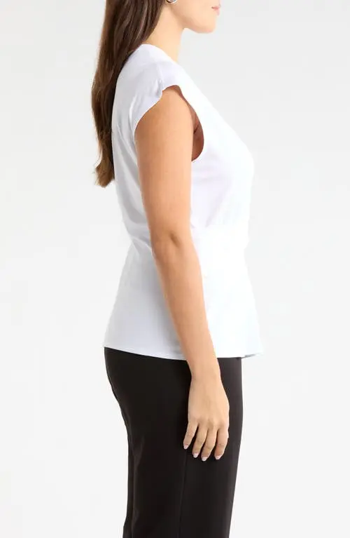 Nordstrom Cap Sleeve Drape Front Top - White