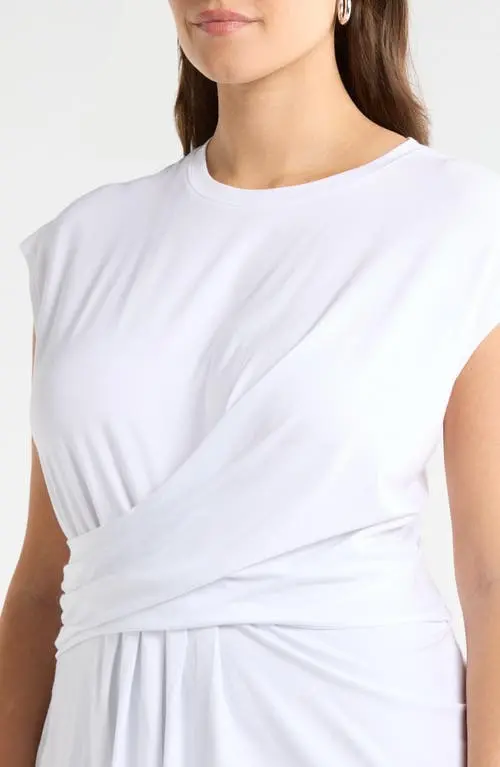 Nordstrom Cap Sleeve Drape Front Top - White