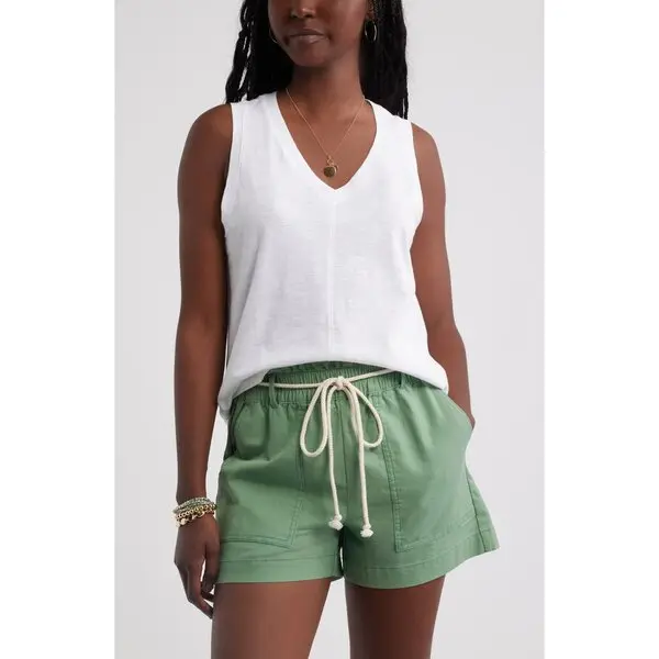 Caslon Cotton Blend Slub Swing Tank - White
