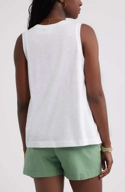 Caslon Cotton Blend Slub Swing Tank - White