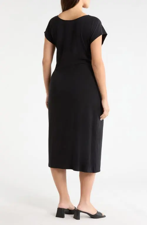 Caslon Twist Cotton Blend Knit Midi Dress - Black