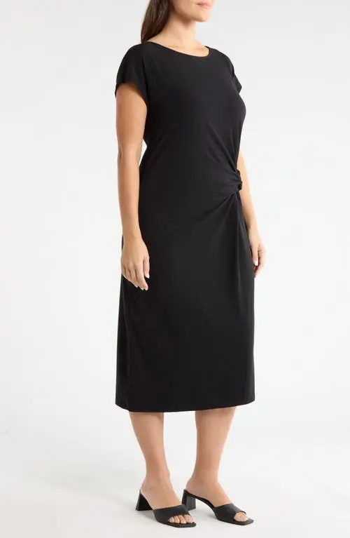 Caslon Twist Cotton Blend Knit Midi Dress - Black