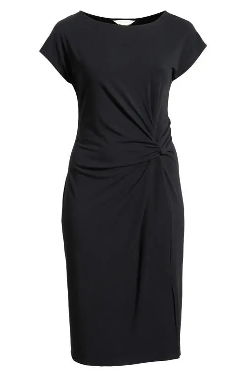 Caslon Twist Cotton Blend Knit Midi Dress - Black
