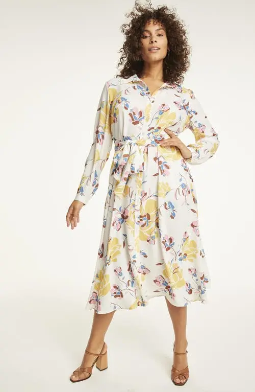 Halogen Long Sleeve Midi Shirtdress