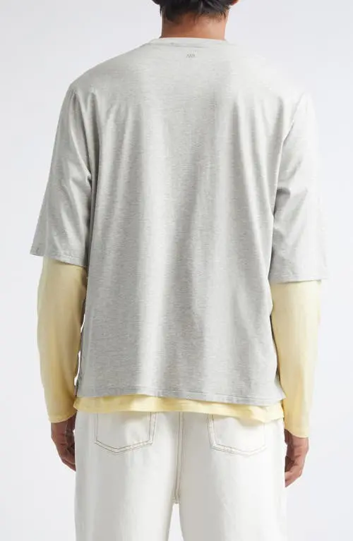 AMI Paris De Coeur Embroidered Layered Long Sleeve Cotton T-shirt