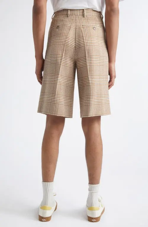Ami Pleated Glen Plaid Virgin Wool Twill Shorts