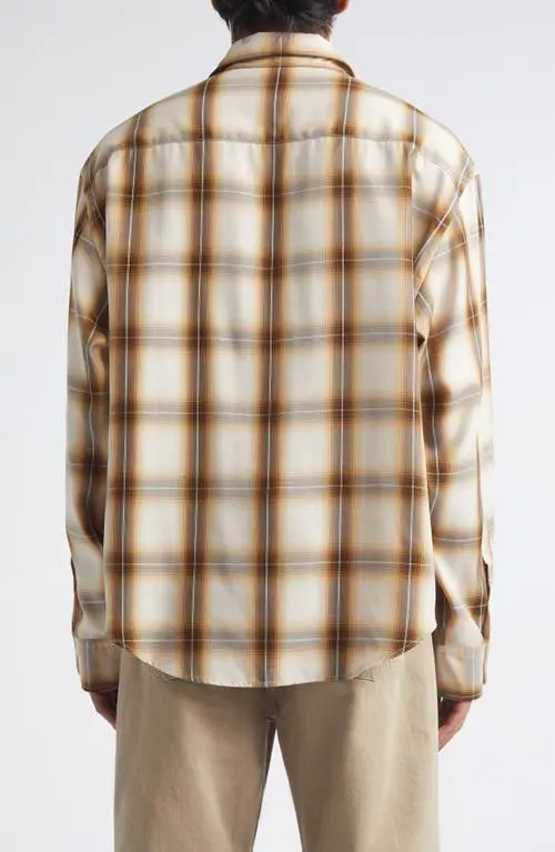 Ami De Coeur Embroidered Boxy Plaid Button-up Shirt