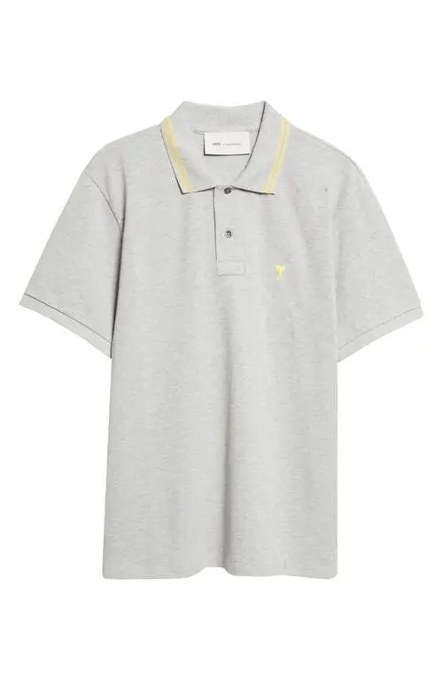 AMI Paris De Coeur Embroidered Cotton Piqué Polo