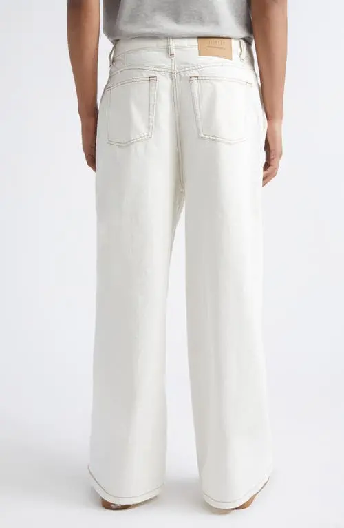 AMI Paris Wide-leg Jeans In Creamy Wash