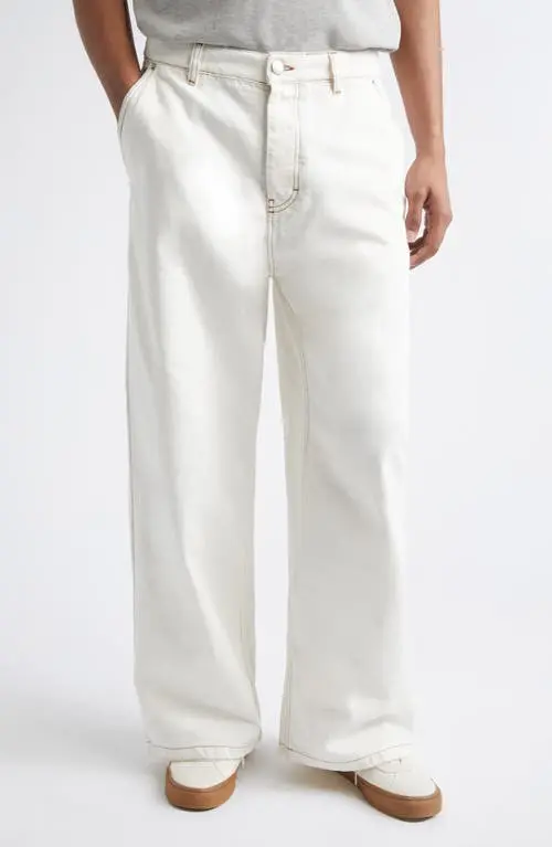 AMI Paris Wide-leg Jeans In Creamy Wash - Blanc Creme