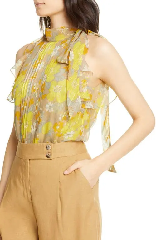 Veronica Beard Dali Metallic Stripe Silk Tank