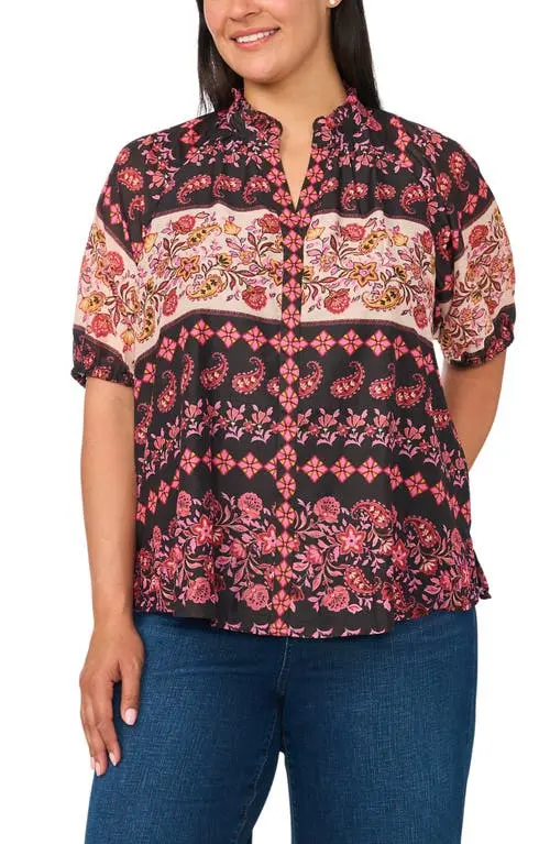 CECE DUPRAZ Ruffle Print Top