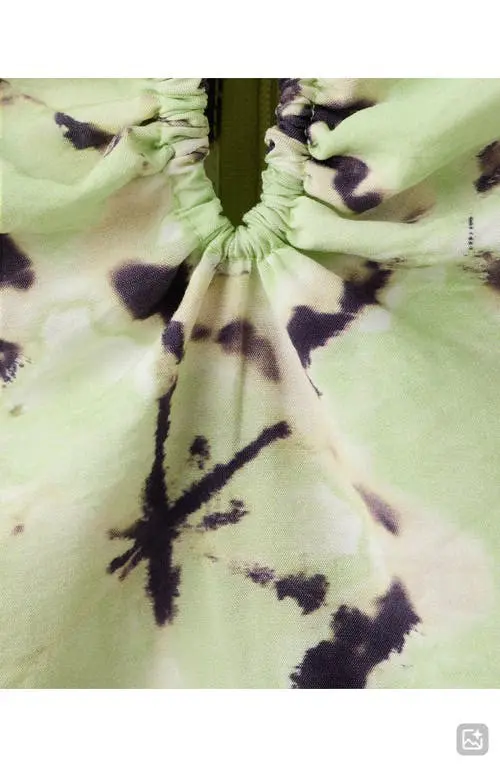 Mango Tie Dye Front Keyhole Ruched Mini Dress