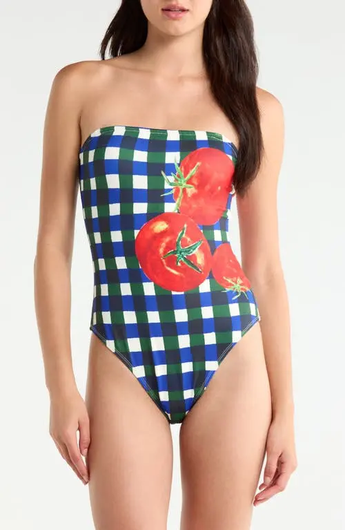 HUTCH Tavy Gingham Convertible One-piece Swimsuit - Blue/green