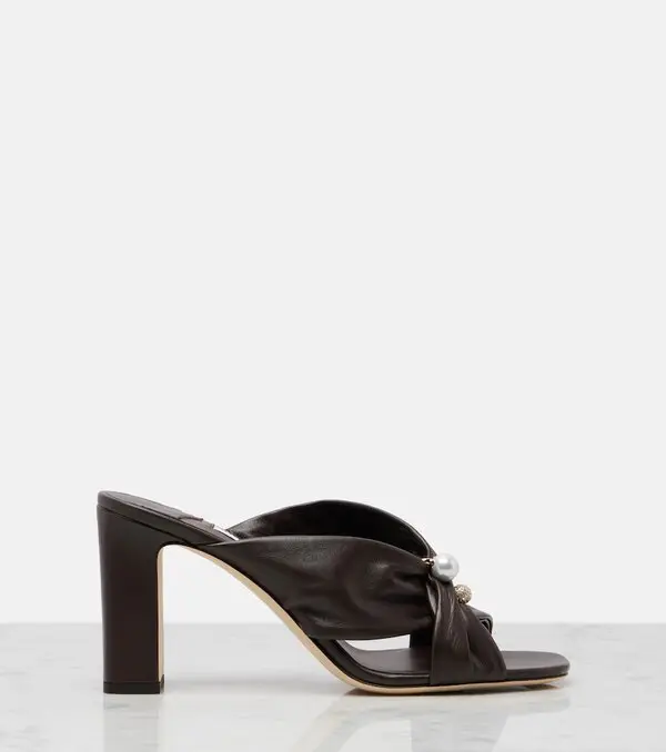 JIMMY CHOO Rafi Embellished Leather Mules