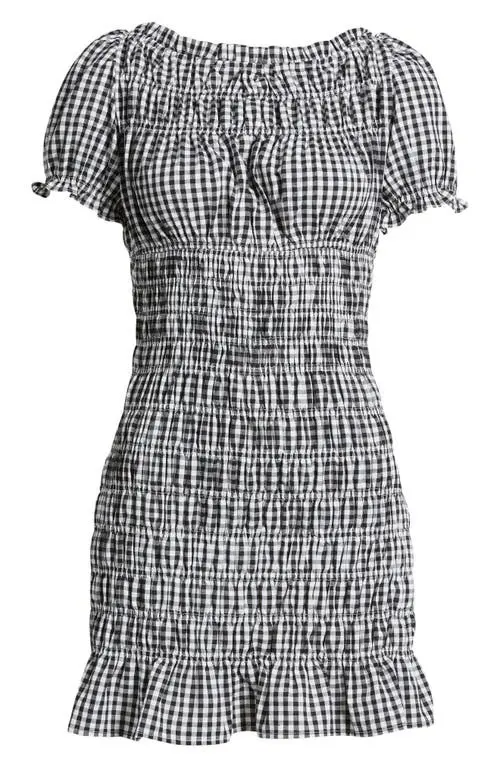 Lulus Darby Cap Sleeve Gingham Minidress