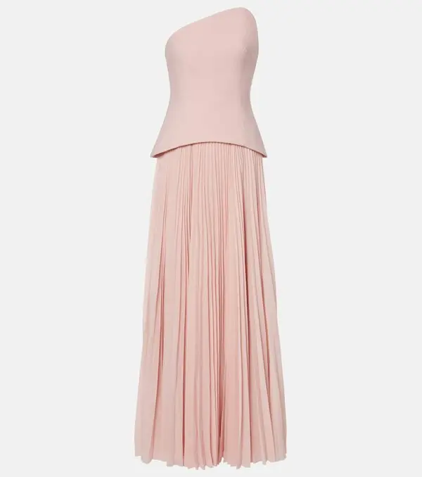 Solace London Britt Pleated Strapless Gown