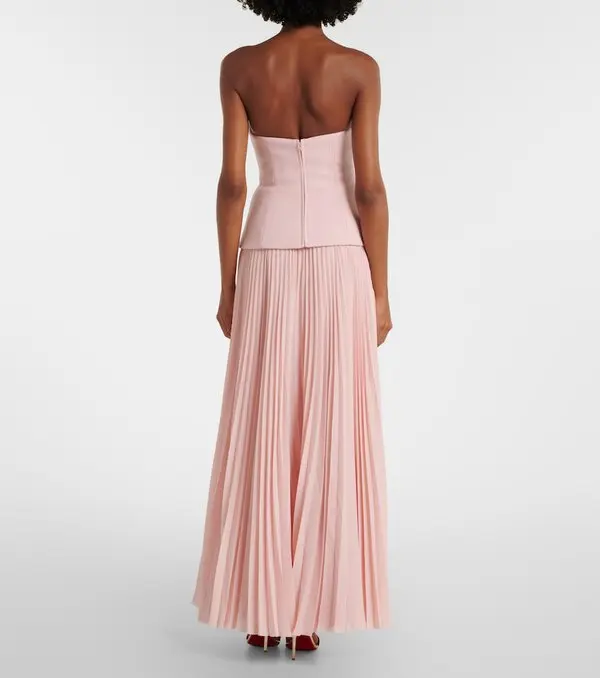 Solace London Britt Pleated Strapless Gown