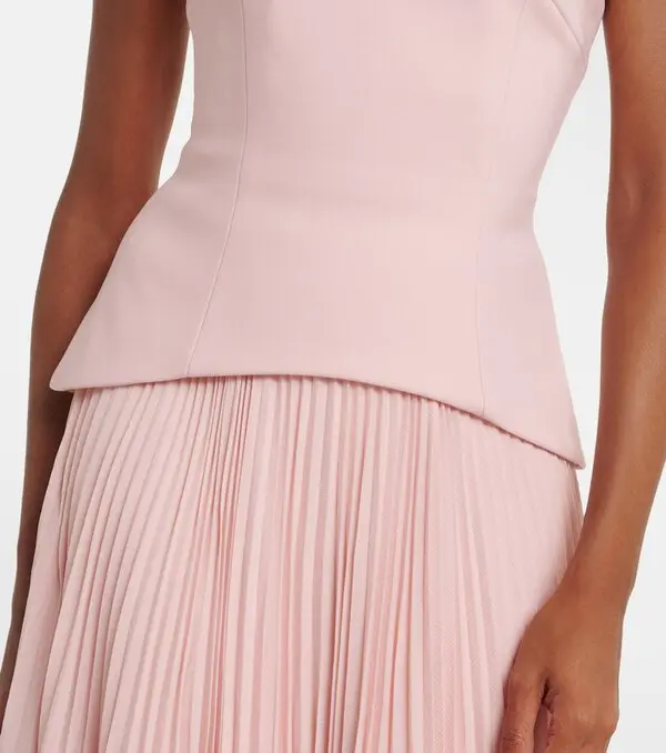 Solace London Britt Pleated Strapless Gown