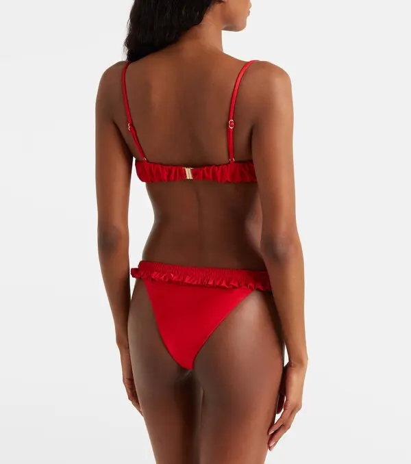 Faithfull The Brand Esterel Ruffled Bikini Bottoms - Red