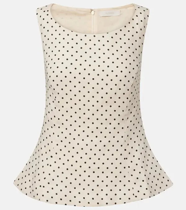 Faithfull The Brand Iria Polka Dot Linen Top - Beige