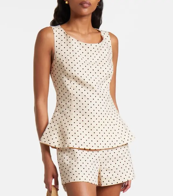 Faithfull The Brand Iria Polka Dot Linen Top - Beige