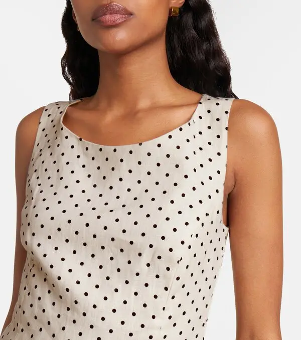 Faithfull The Brand Iria Polka Dot Linen Top - Beige
