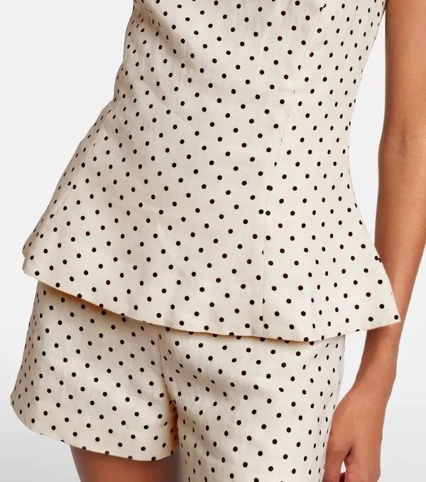 Faithfull The Brand Iria Polka Dot Linen Top - Beige