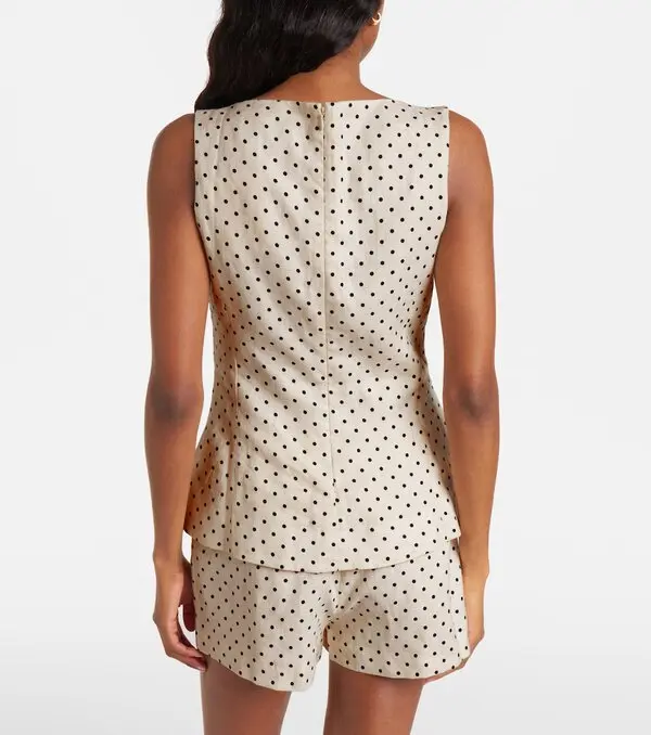Faithfull The Brand Iria Polka Dot Linen Top - Beige