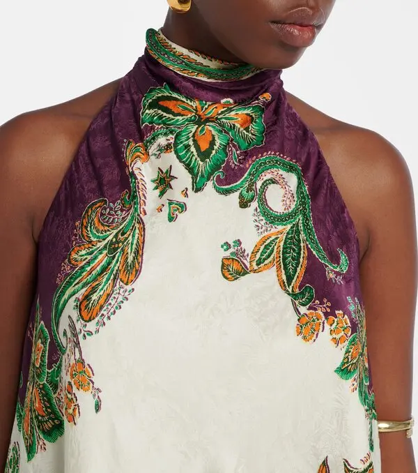 ALEMAIS Ruthie Floral Halterneck Top - Purple