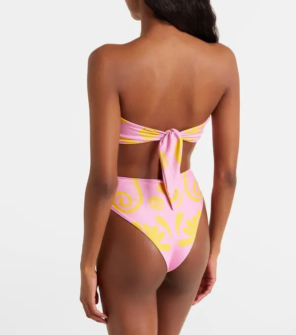 CALA DE LA CRUZ Lulu Printed Bandeau Bikini Top - Pink