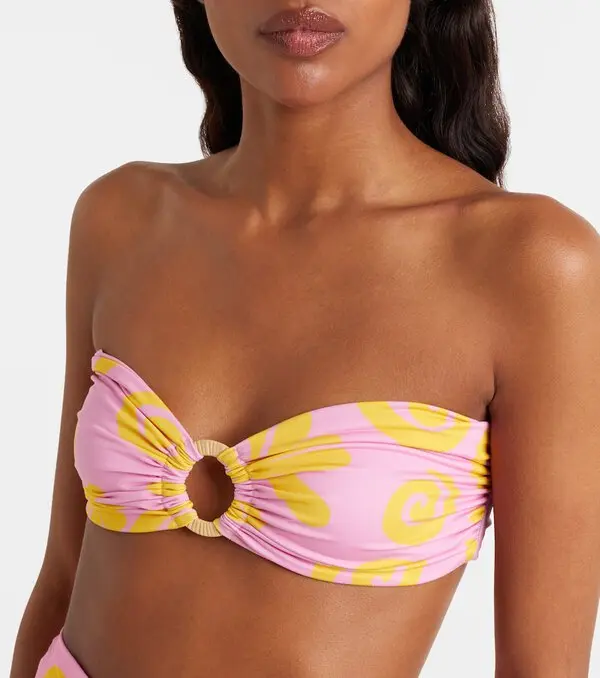 CALA DE LA CRUZ Lulu Printed Bandeau Bikini Top - Pink