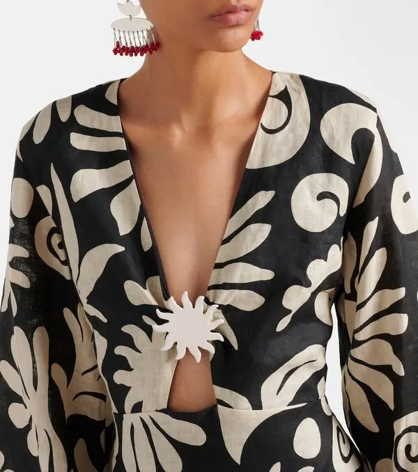 CALA DE LA CRUZ Vera Printed Linen Mini Dress