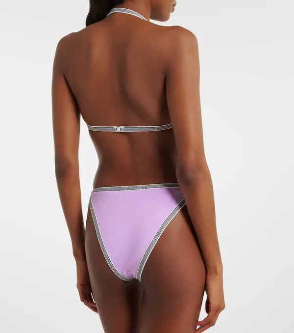 Versace Logo Embroidered Bikini Bottoms - Purple
