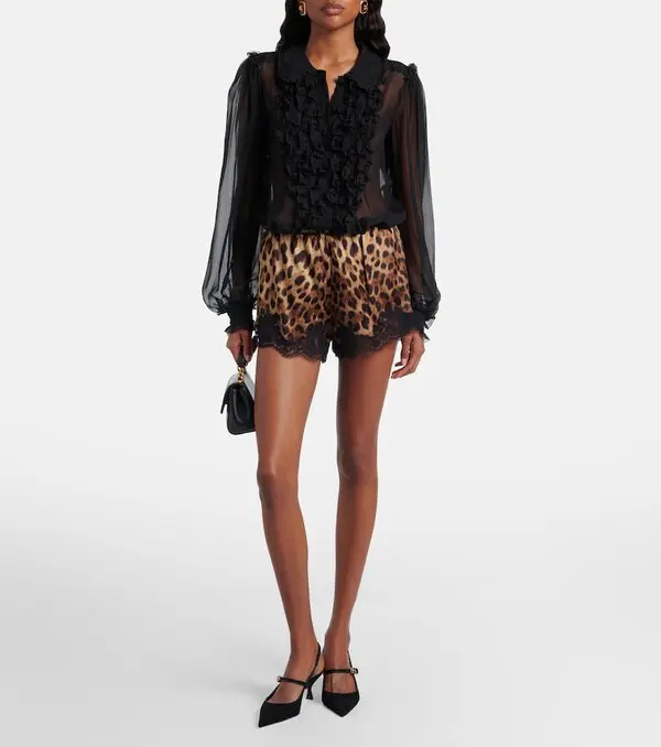 Dolce & Gabbana Leopard-print Silk-blend Shorts