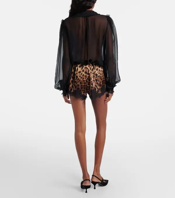 Dolce & Gabbana Leopard-print Silk-blend Shorts