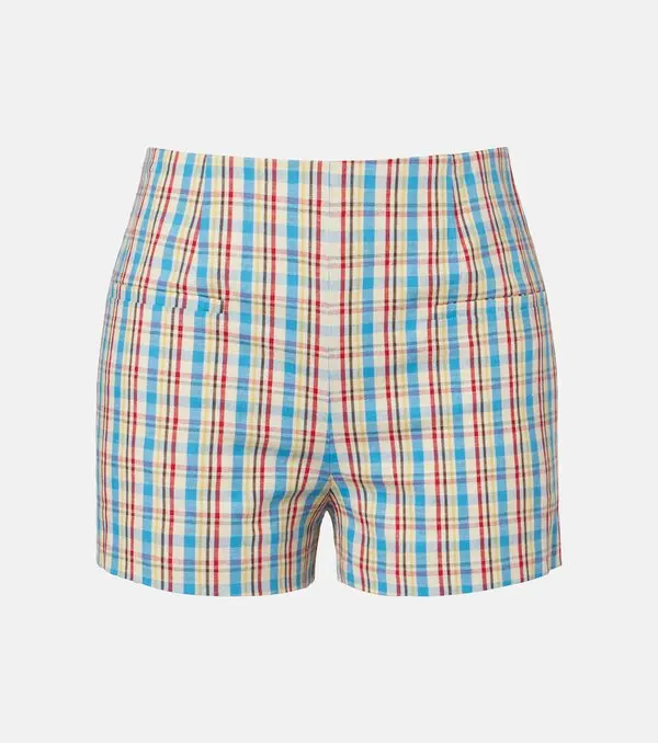 Faithfull The Brand Aurora Checked Cotton And Linen Shorts - Multicoloured