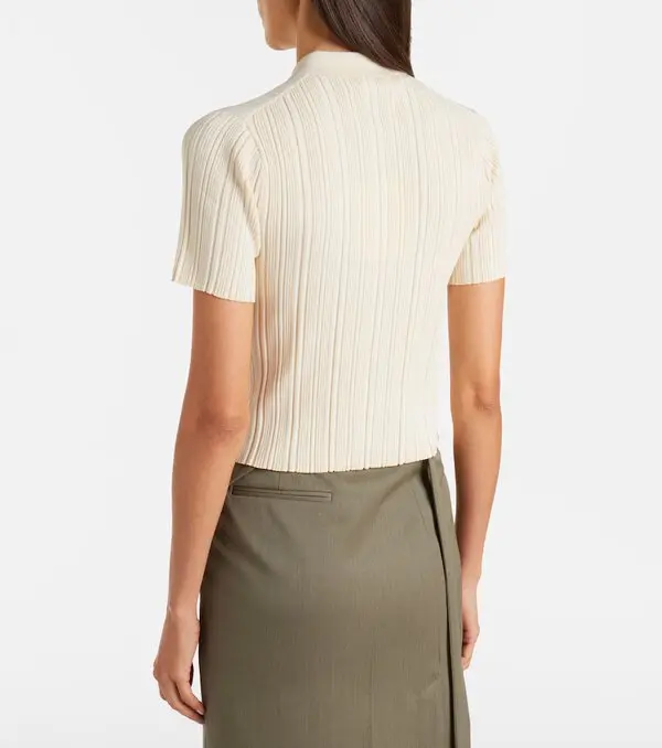 Victoria Beckham Ribbed Knit Zip-up Top