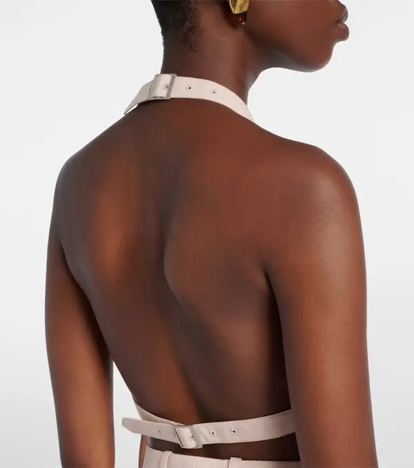 Wardrobe.NYC Halterneck Cotton-blend Top - Beige