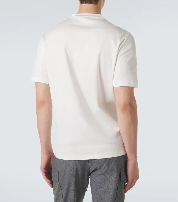 Brunello Cucinelli Logo Cotton Jersey T-shirt - White