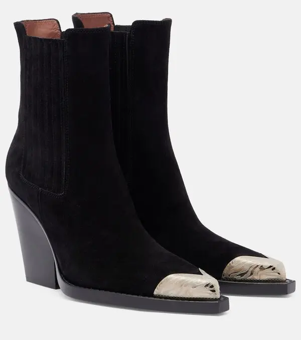 Paris Texas Dallas Embellished Suede Ankle Boots