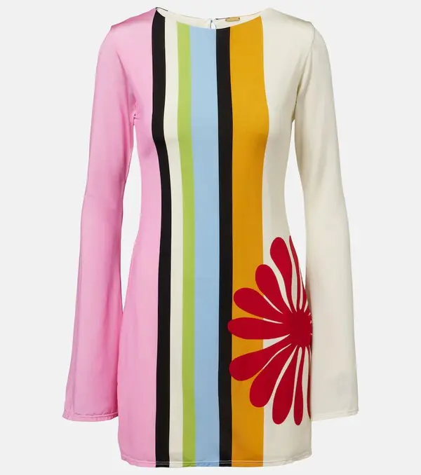 CALA DE LA CRUZ Maisha Floral Striped Mini Dress - Multicoloured