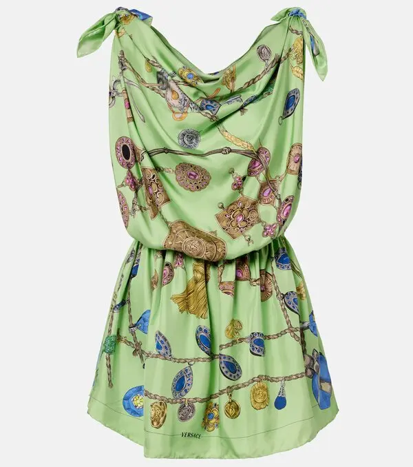 Versace Printed Silk Twill Mini Dress - Multicoloured
